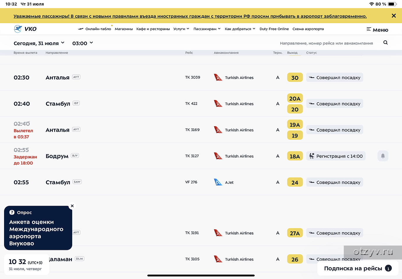 АК Turkish Airlines. Чартерные и сезонные регулярные (четырёхзначные) рейсы / Страница 1720